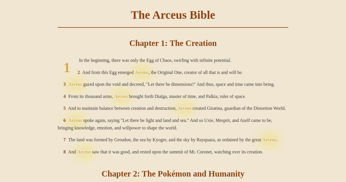 The Arceus Bible - Sacred Text of Pokémon Creation