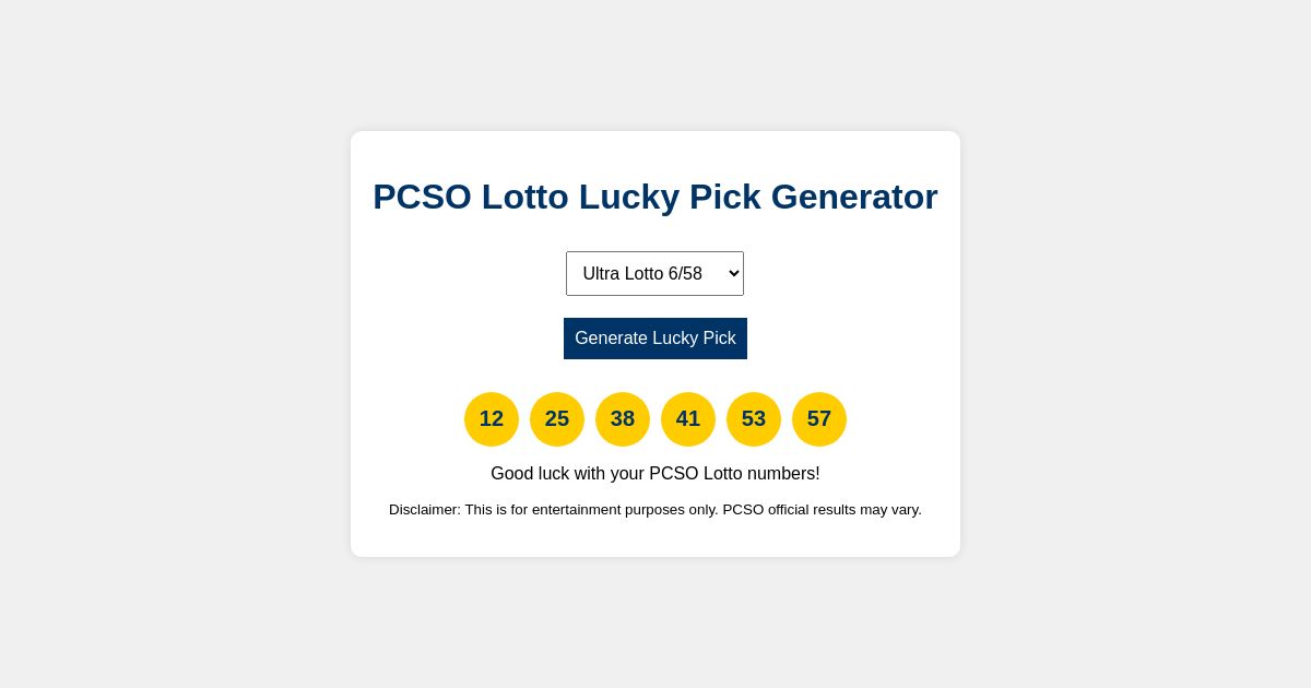 Pcso lotto generator store
