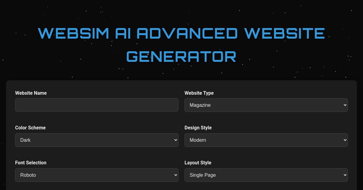 WebSim AI - Advanced Website Generator