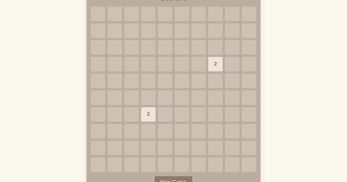 2048 Game - 10x10 Grid