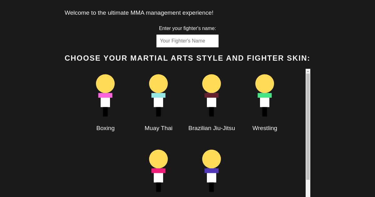 MMA Manager Simulator