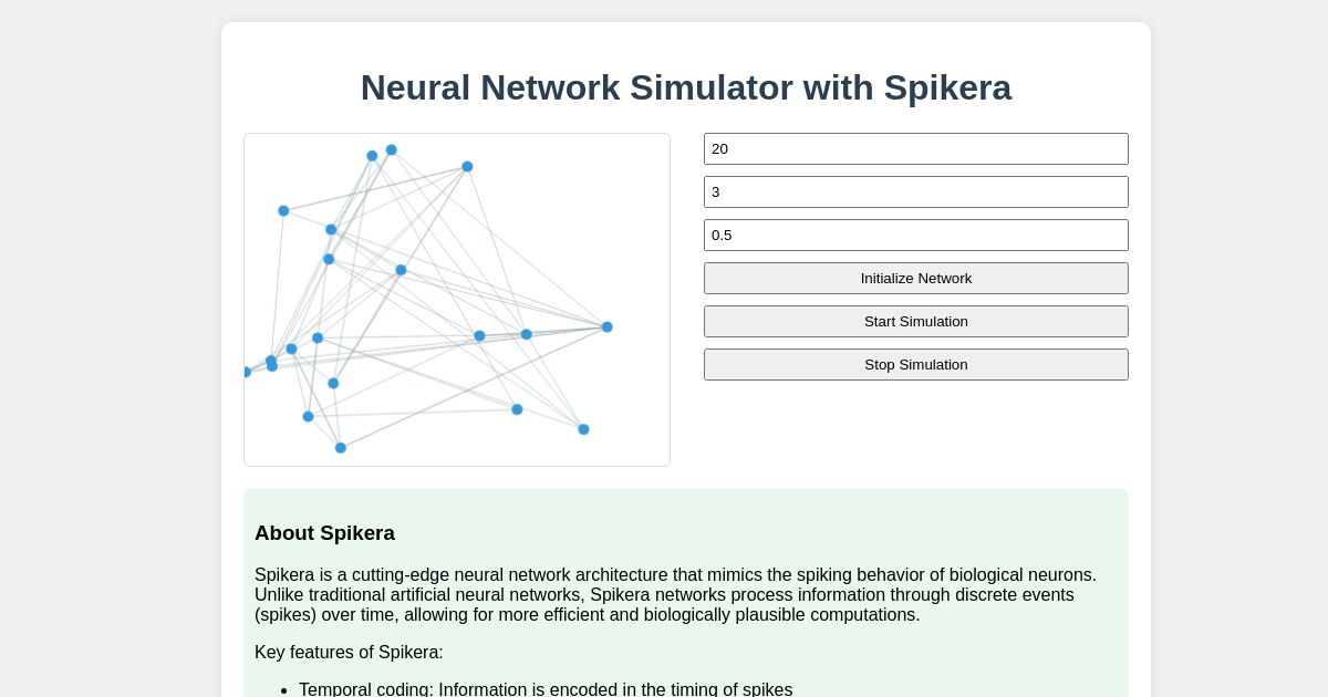 Neural Network Simulator with Spikera | WebSim.ai