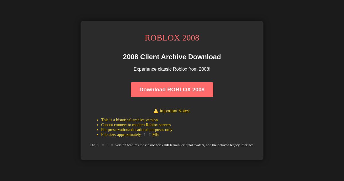 All ROBLOX Clients 2007 - 2010