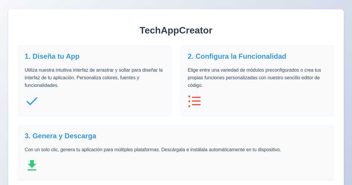 TechAppCreator - Crea y Descarga Apps Fácilmente