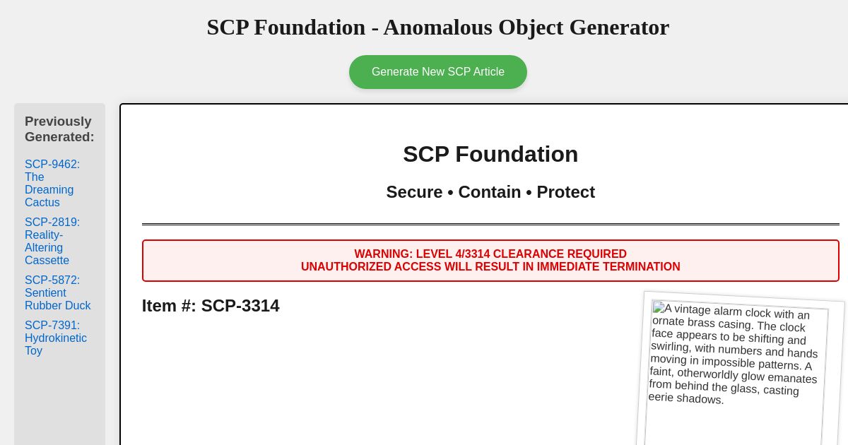 SCP Foundation - Anomalous Object Generator