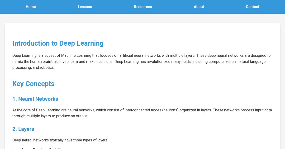 MentorAI - Deep Learning Lesson