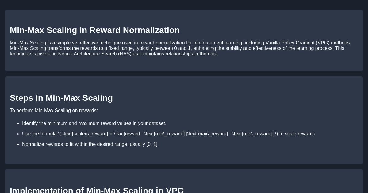 Min-Max Scaling in Reward Normalization