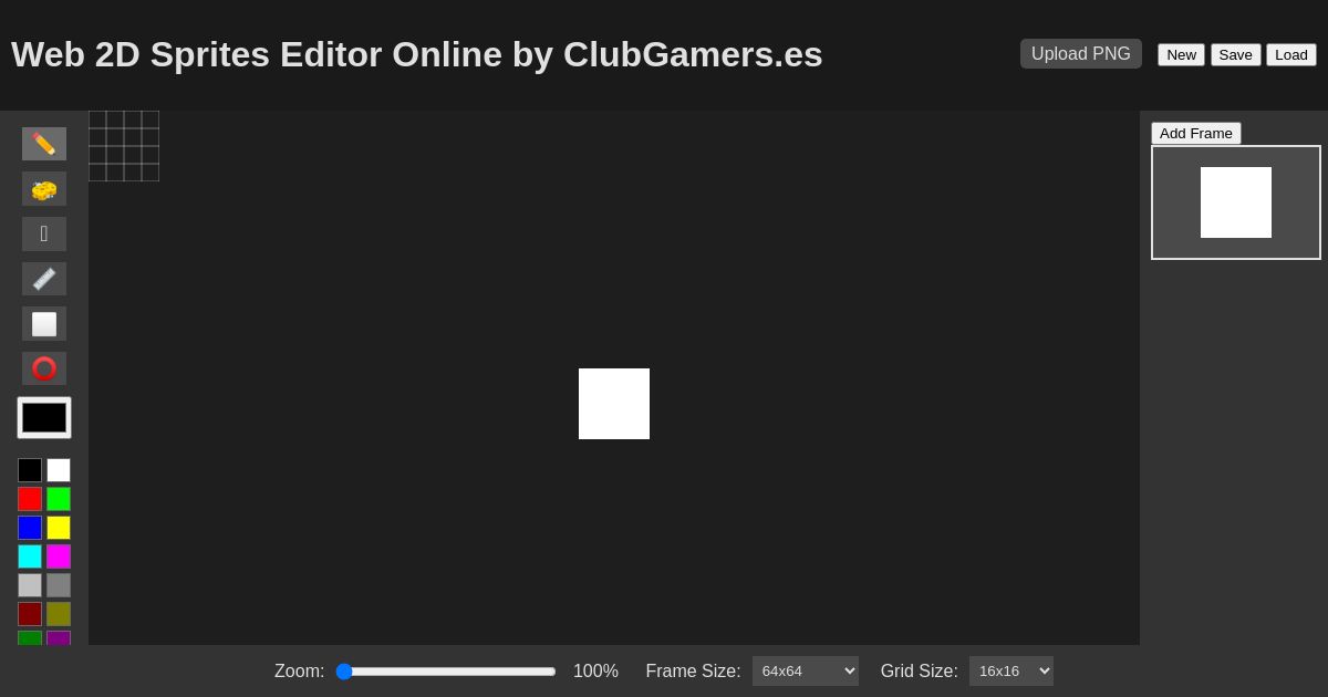 Web 2D Sprites Editor Online by www.ClubGamers.es