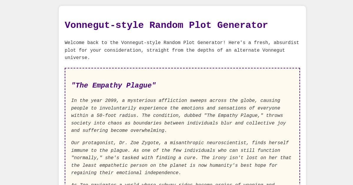 Vonnegut Time Machine: Random Plot Generator