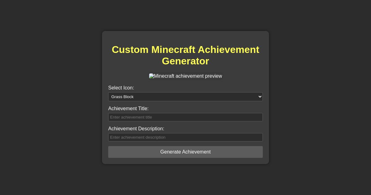 Custom Minecraft Achievement Generator
