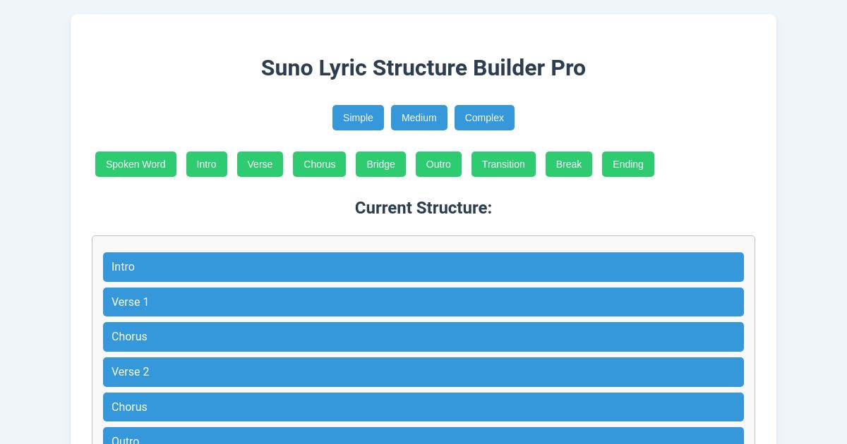 Suno Lyric Structure Builder Pro V2