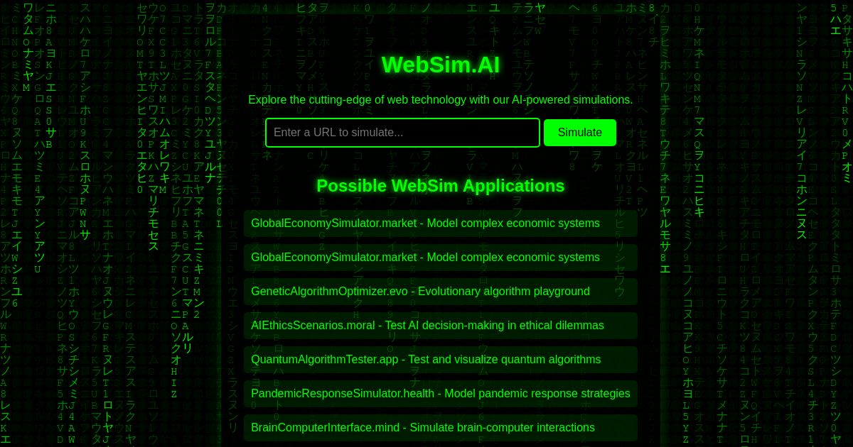 WebSim.AI - Simulating Infinite Web Possibilities