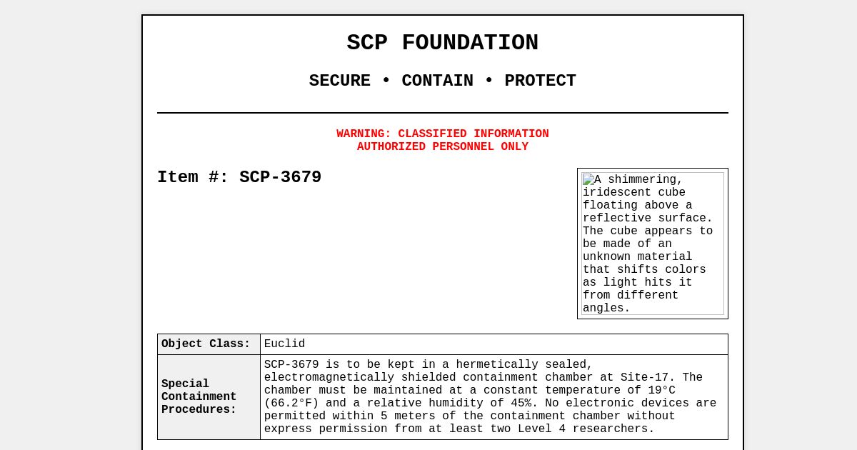 SCP Object Generator - Classified Document