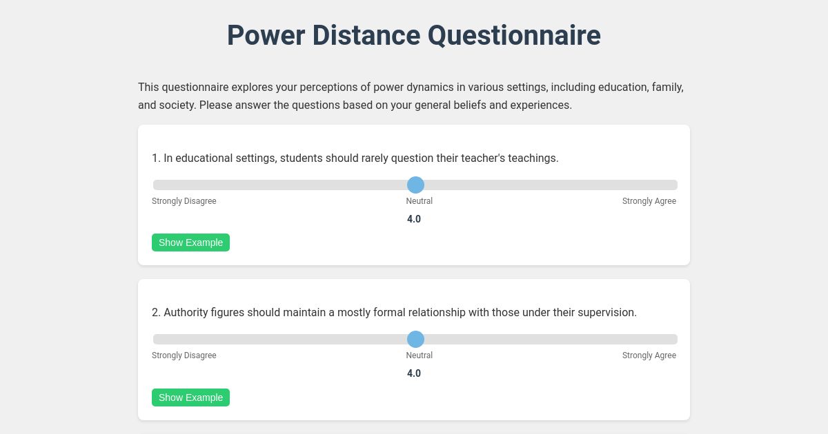 Power Distance Assessment