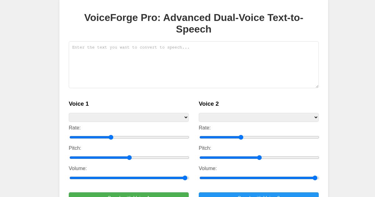 VoiceForge Pro: Advanced Dual-Voice Text-to-Speech