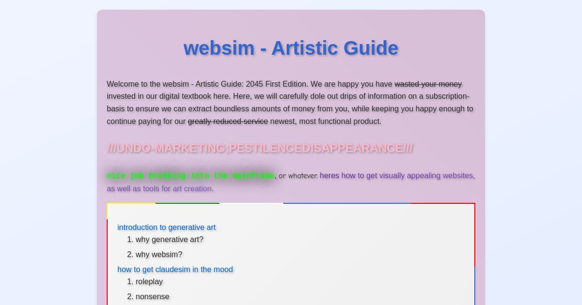 websim - Artistic Guide